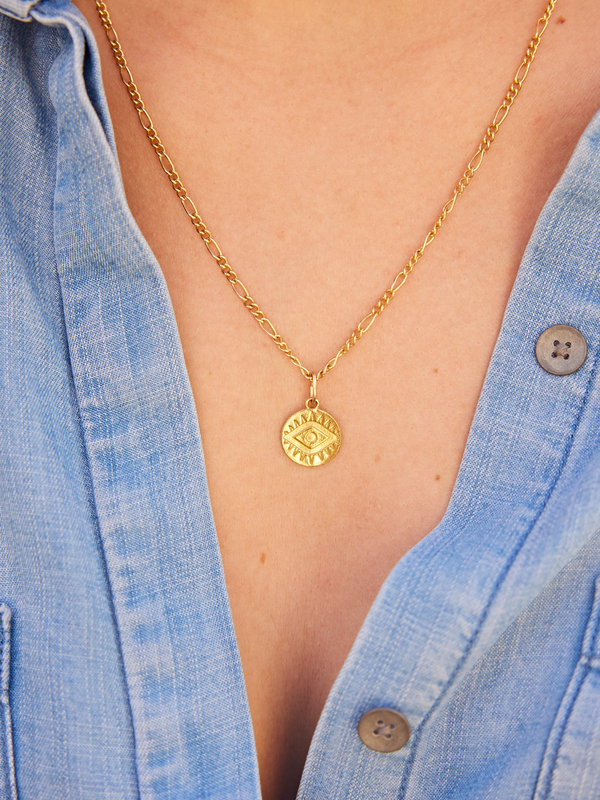 Mati Medium Gold Pendant Necklace - Narrative Jewelry